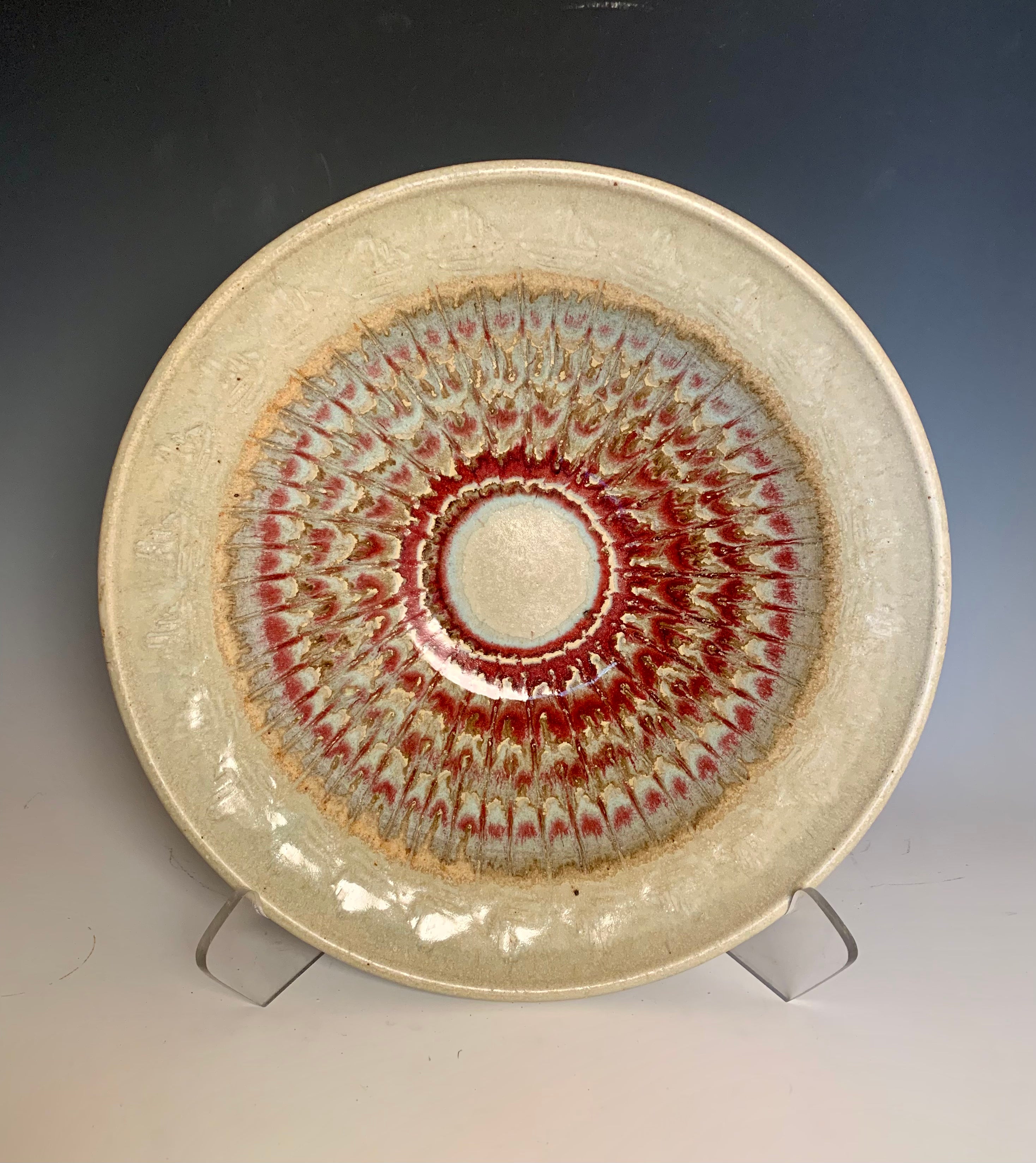 Large Yellow and Copper Red Stoneware Pottery Serving Bowl | Alexa Modderno